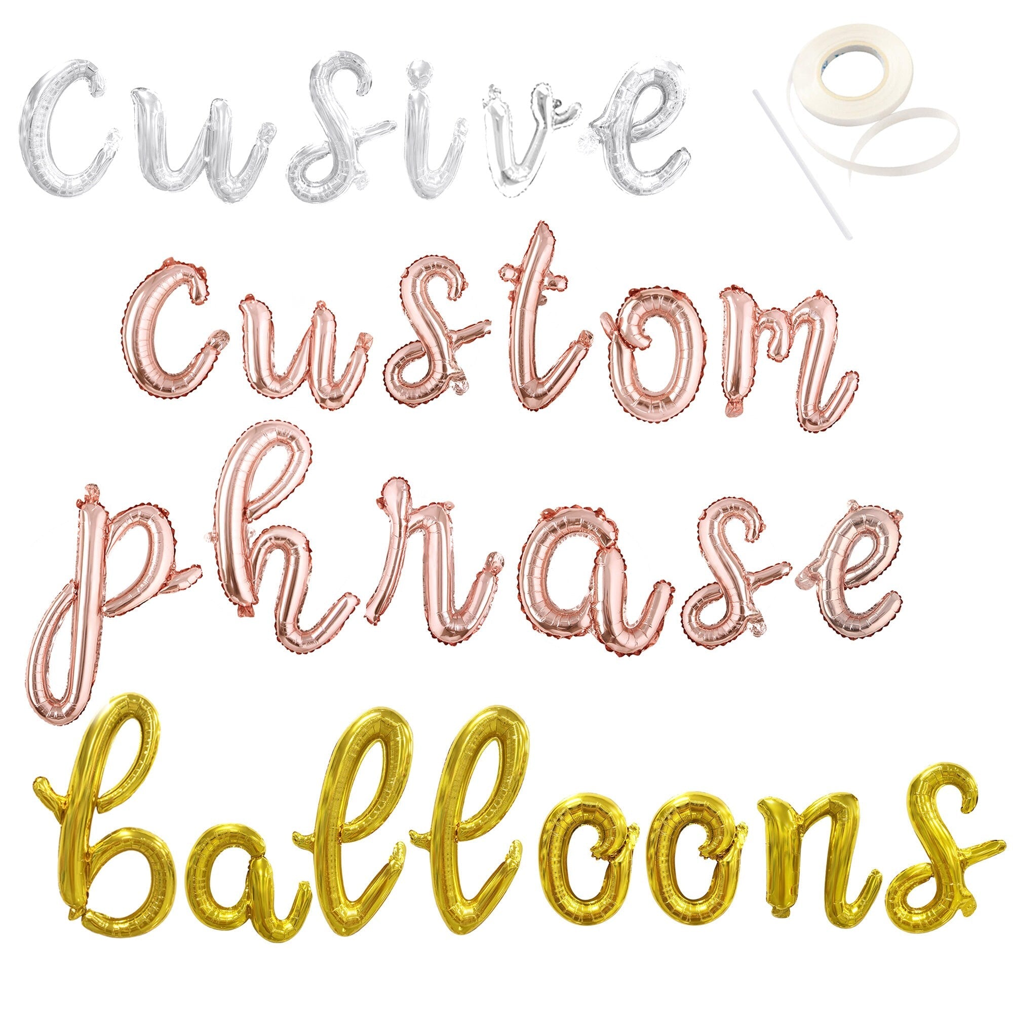Custom Cursive Script Silver Gold Rose Gold Choose Your Own Letters Nu